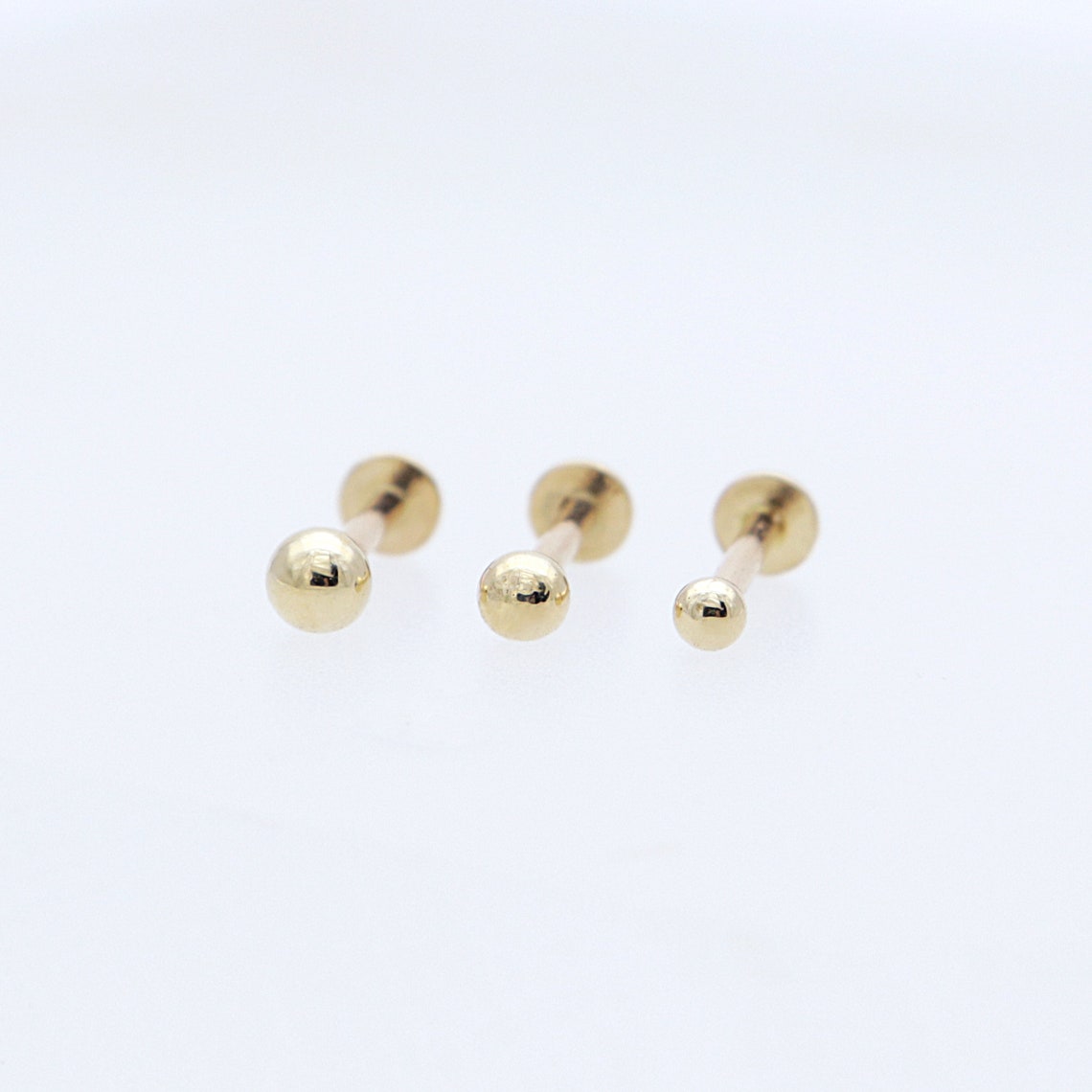 14K Solid Gold 2mm Ball Stud Labret Internal Threaded | Etsy