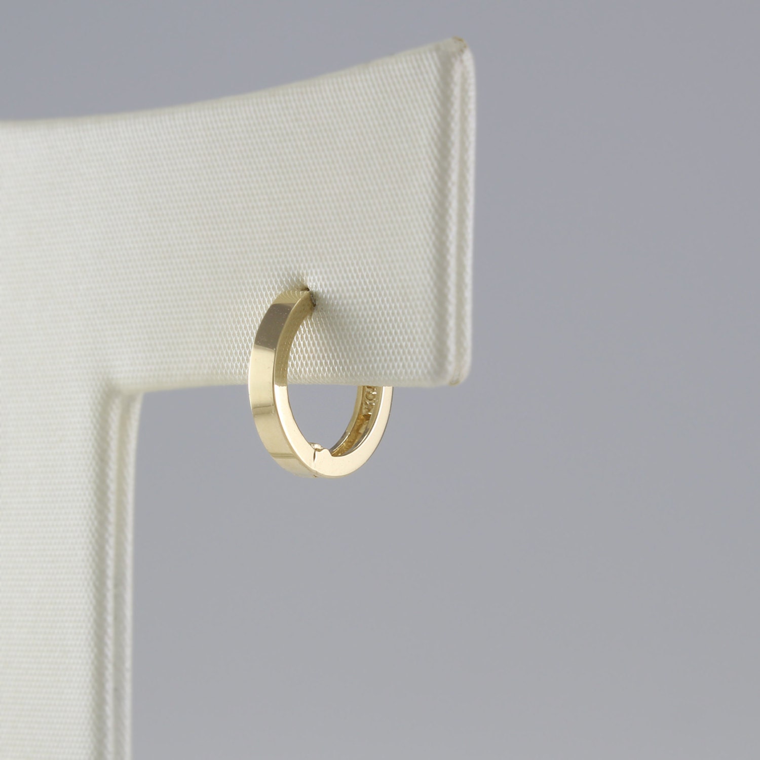 14K 9.5 Mm Solid Gold Huggie Hinged Hoop Earring, Huggie Hoop, Gold ...