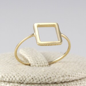 14K Solid Gold Simple Ring, 14K Gold Geometric Ring, 14K Gold Thin Ring ...