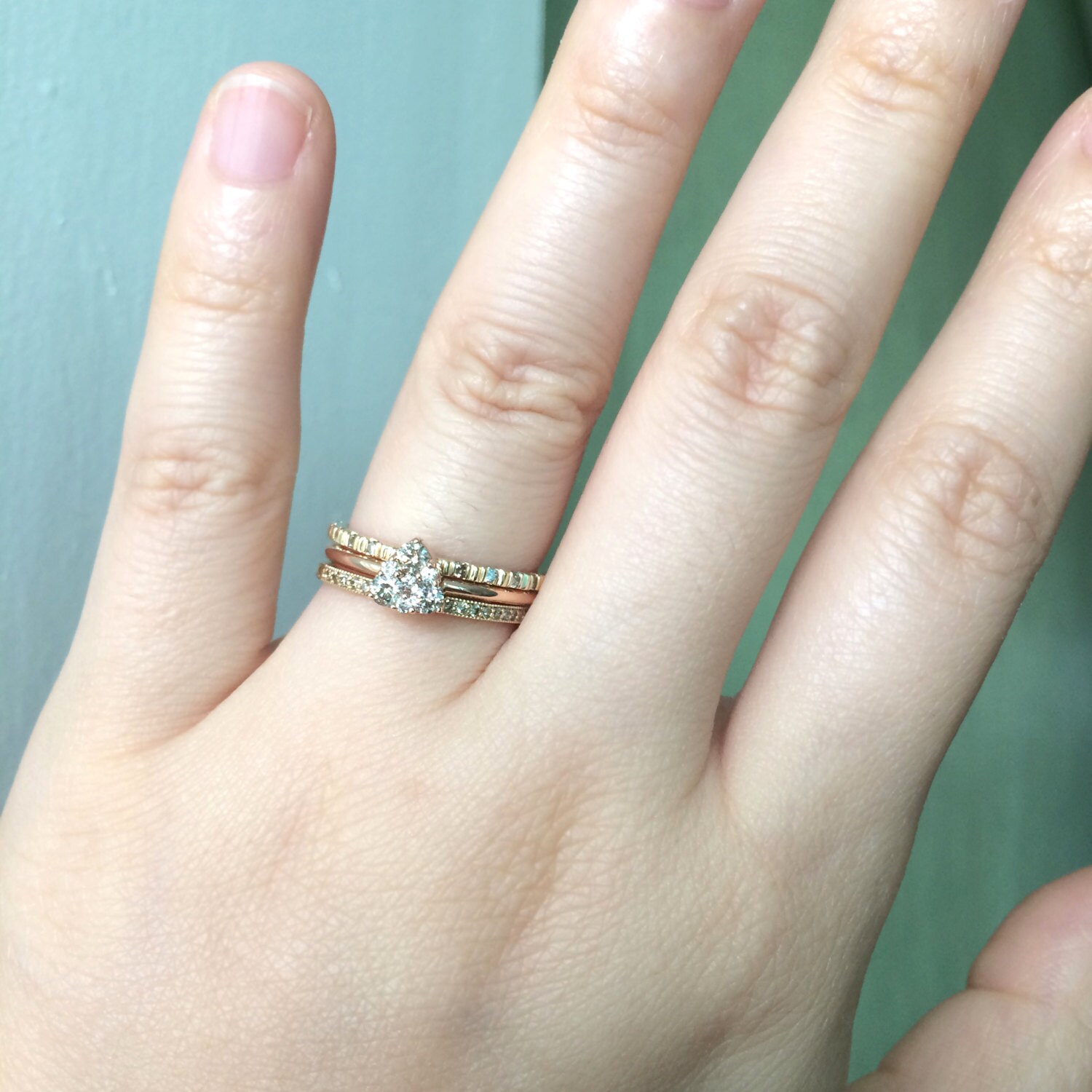 14K Solid Gold Champagne Cognac Diamond Band Engagement Ring | Etsy