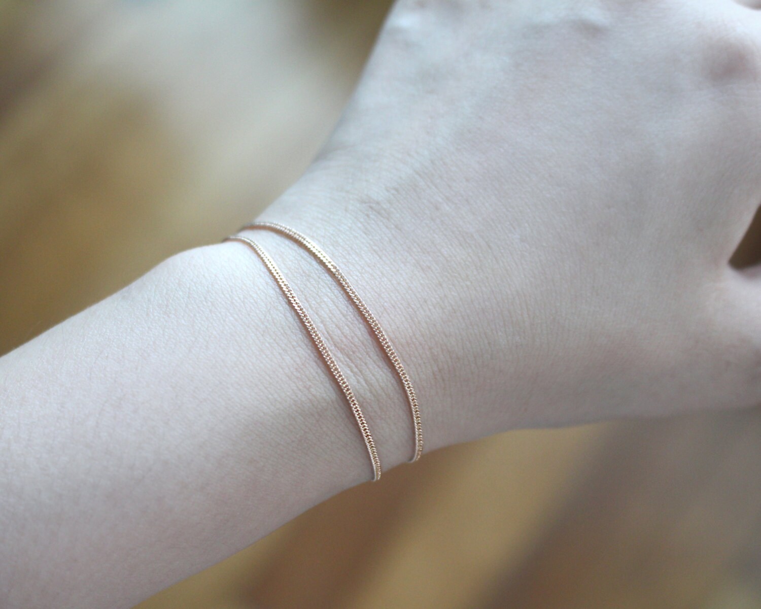 14K Solid Gold Delicate Bracelet Dainty Chain Bracelet Thin | Etsy