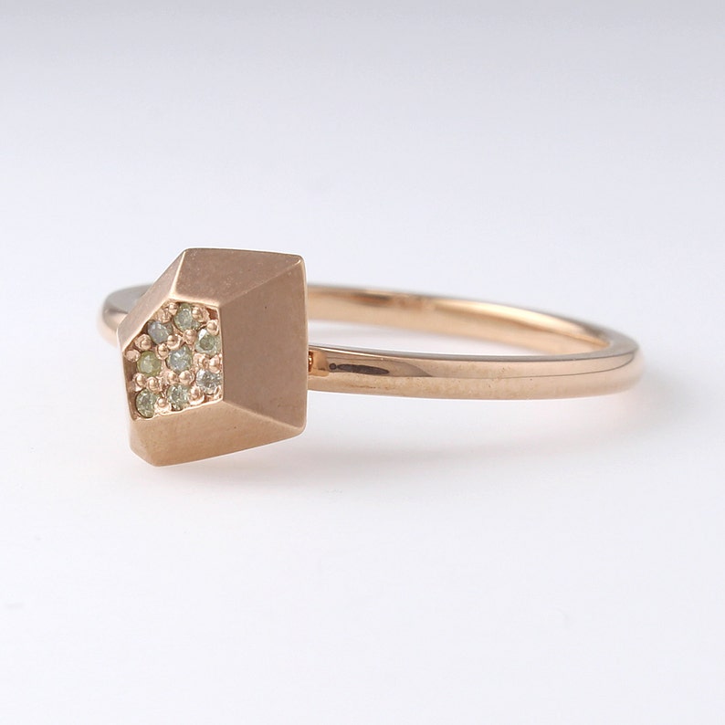 Diamond Geometric Ring 14K Diamond Ring Champagne Diamond - Etsy