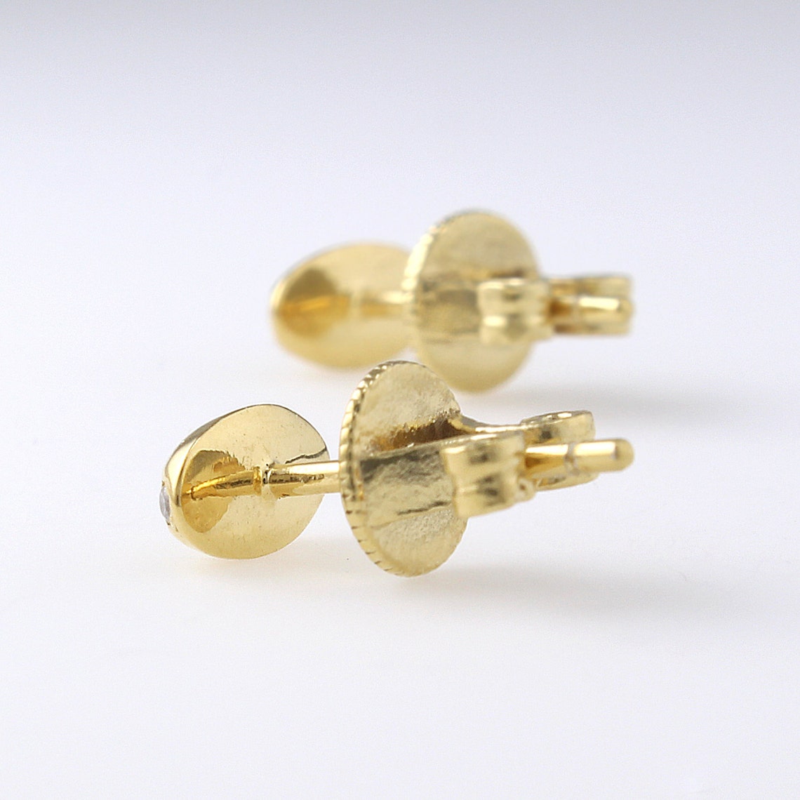 Simple Diamond Stud Earrings 14K Solid Gold 14K Tiny Studs | Etsy