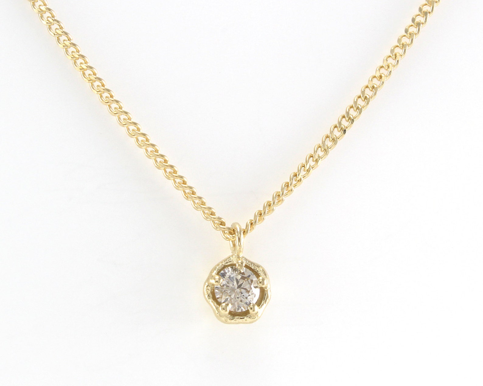 0.1ct. Diamond Solitaire Necklace Minimalist Dainty Simple - Etsy