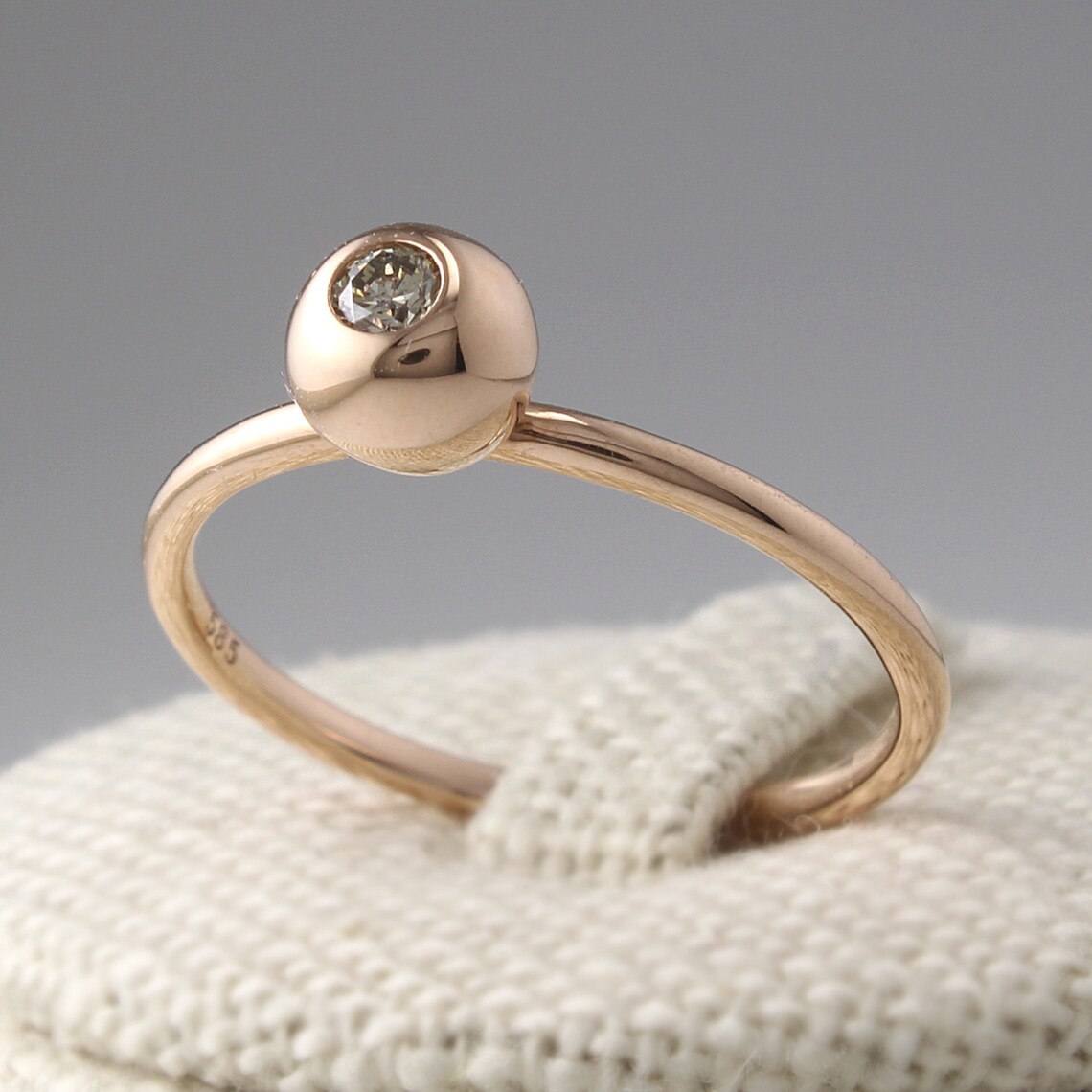 Champagne Diamond Ring Cognac Diamond Ring Rose Gold Ring - Etsy