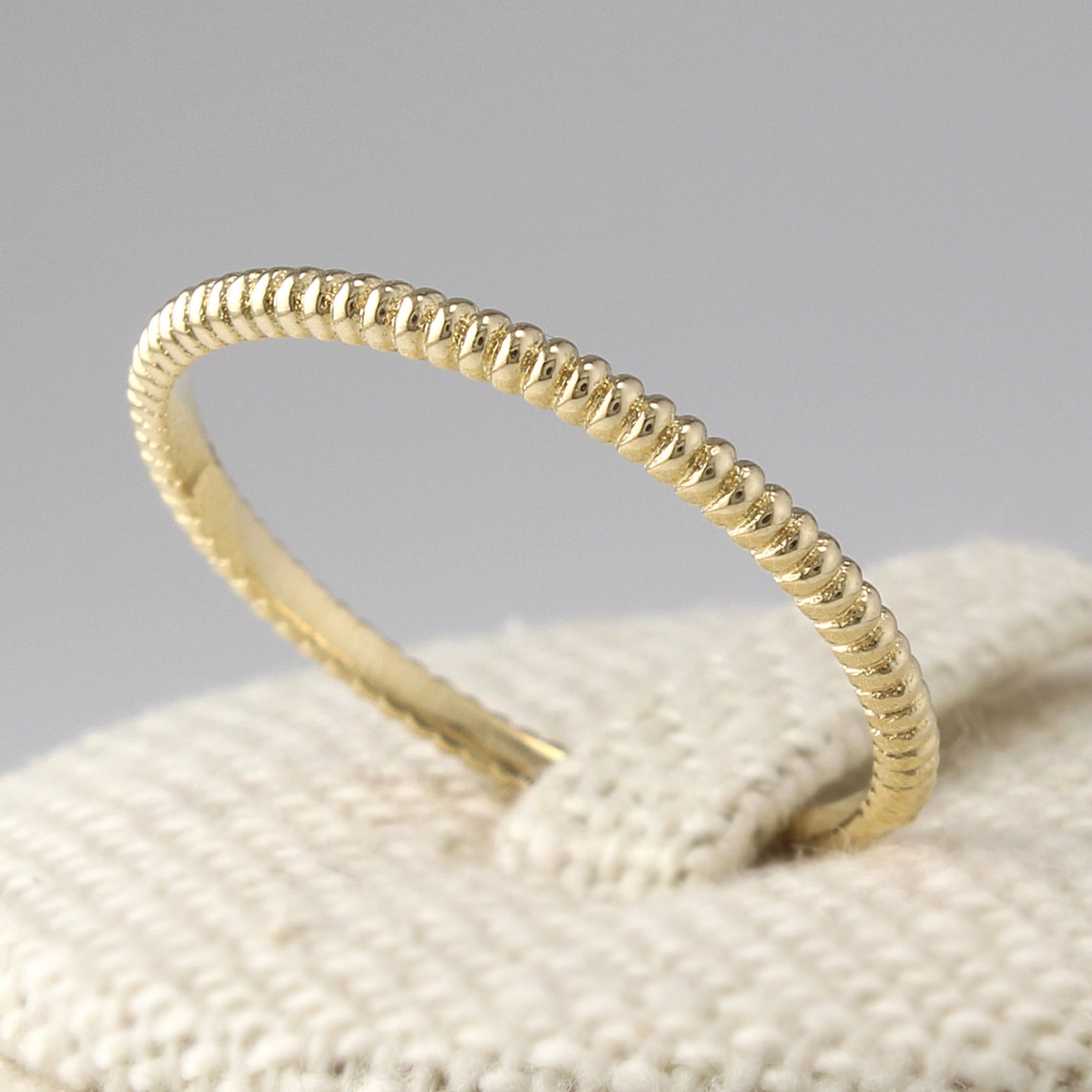14K Solid Gold Twisted Ring 14K Gold Stacking Ring 14K Gold - Etsy