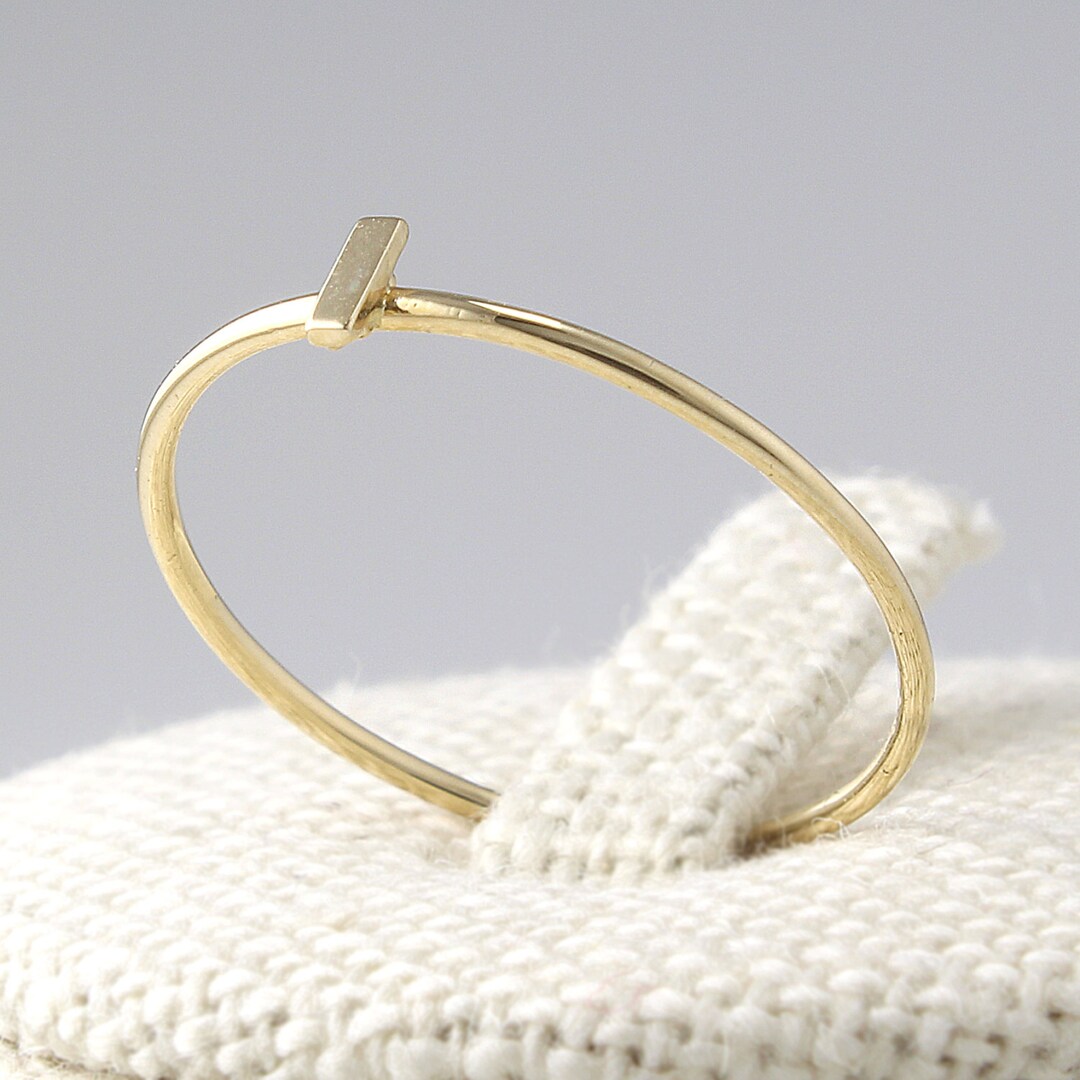 14K Solid Gold Thin Stacking Ring, 14K Solid Gold Thin Band, 14K Gold ...