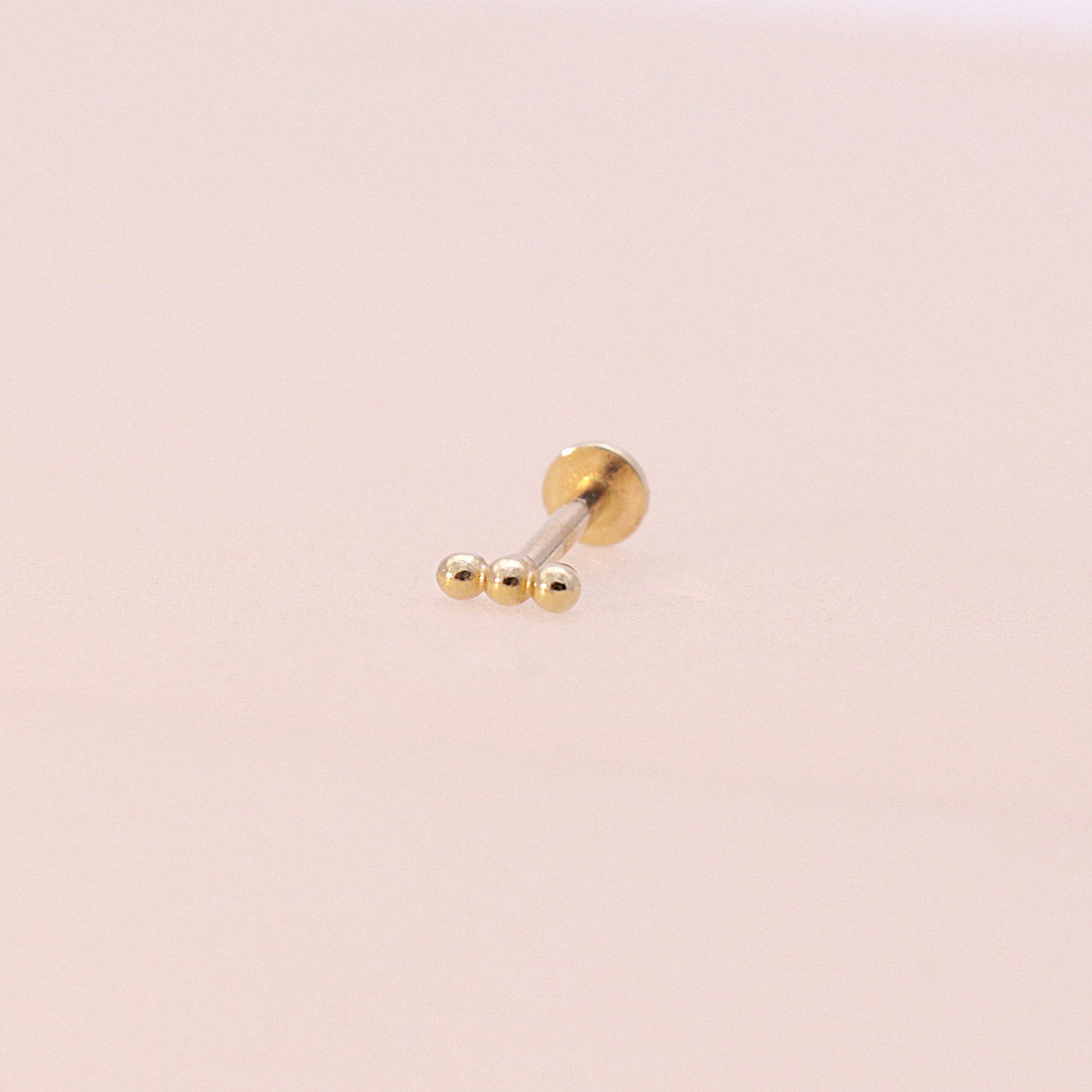 14K Solid Gold Tiny Ball Stud Labret Internal Threaded | Etsy