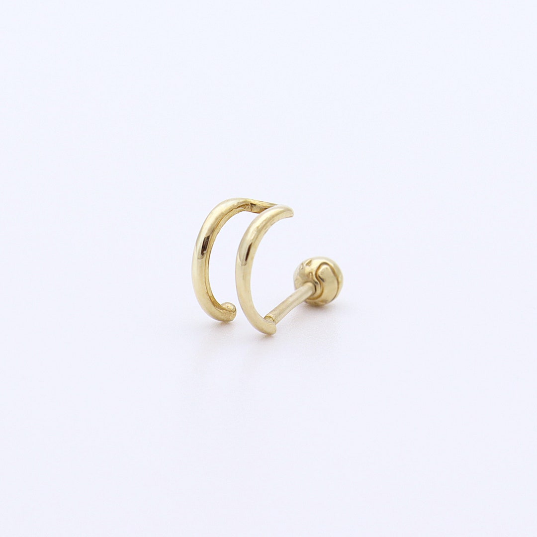 14K Gold Double Wire Ear Cuff Earring, 14K Gold Ear Cuff Earring, Conch ...