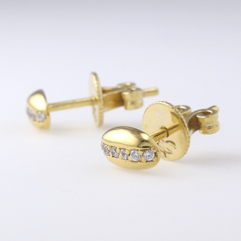 Simple Diamond Stud Earrings 14K Solid Gold 14K Tiny Studs - Etsy