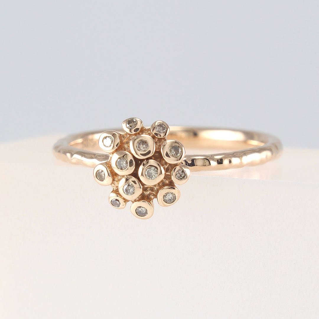 Cognac Diamond Ring, Champagne Diamond Ring, Rose Gold Diamond Ring ...