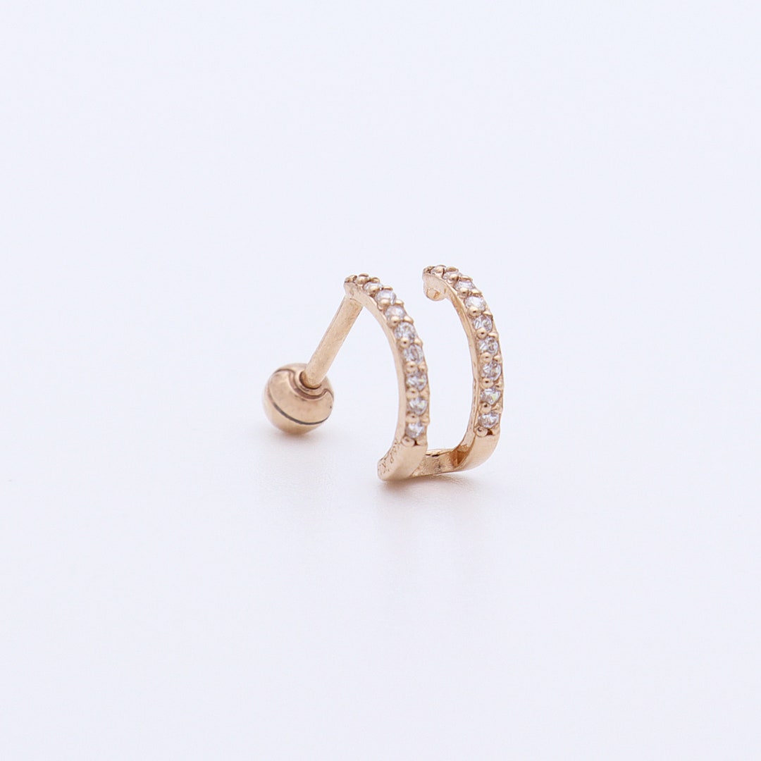 14K Gold Double Wire Ear Cuff Earring, 14K Gold Ear Cuff Earring, Conch ...