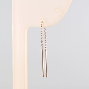 14K Solid Gold Tiny Threader Earrings, 14K Short Threader Earrings, 14K ...