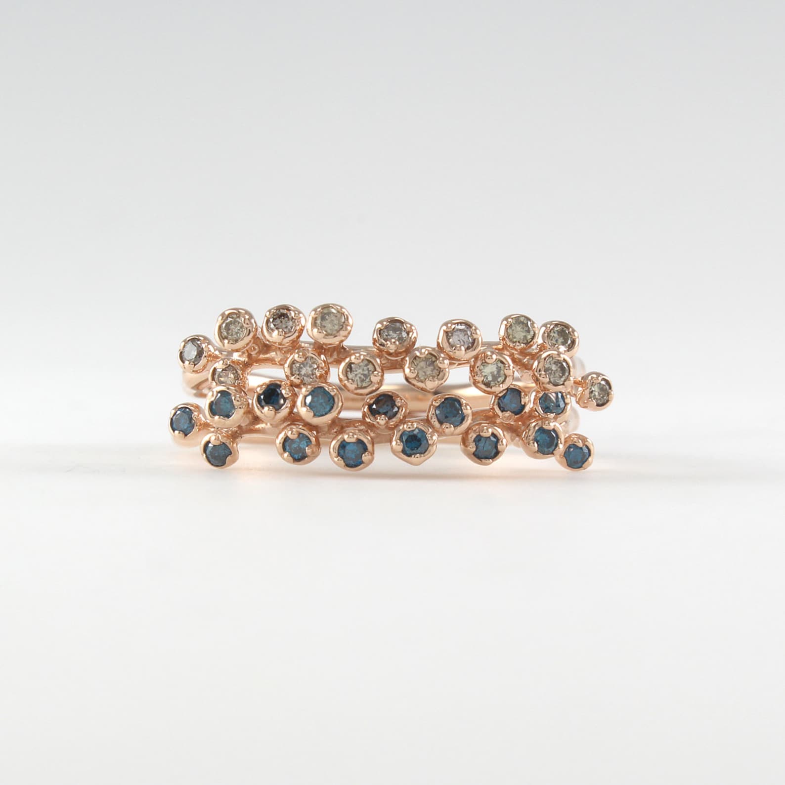 Blue Diamond Ring, 14K Gold Thin Diamond Wedding Band, Diamond Eternity ...