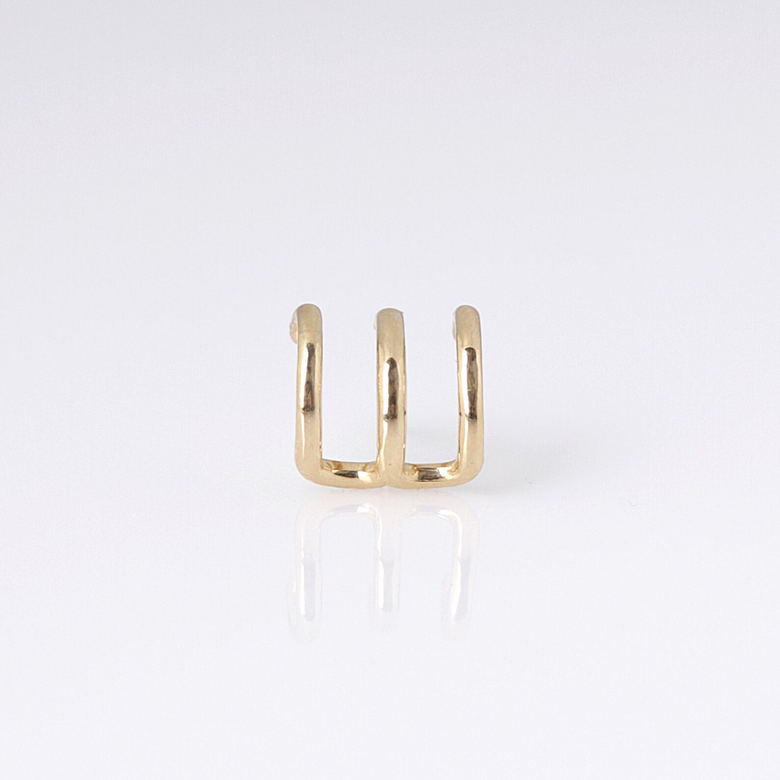 14K Gold Triple Wire Ear Cuff Earring, 14K Gold Ear Cuff Earring, Conch ...