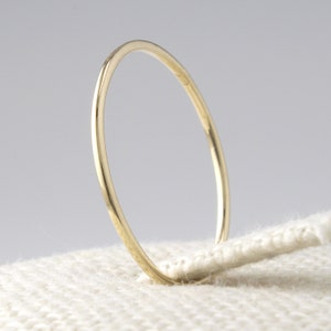 14K Solid Gold Thin Stacking Ring, 14K Solid Gold Thin Band, 14K Gold ...