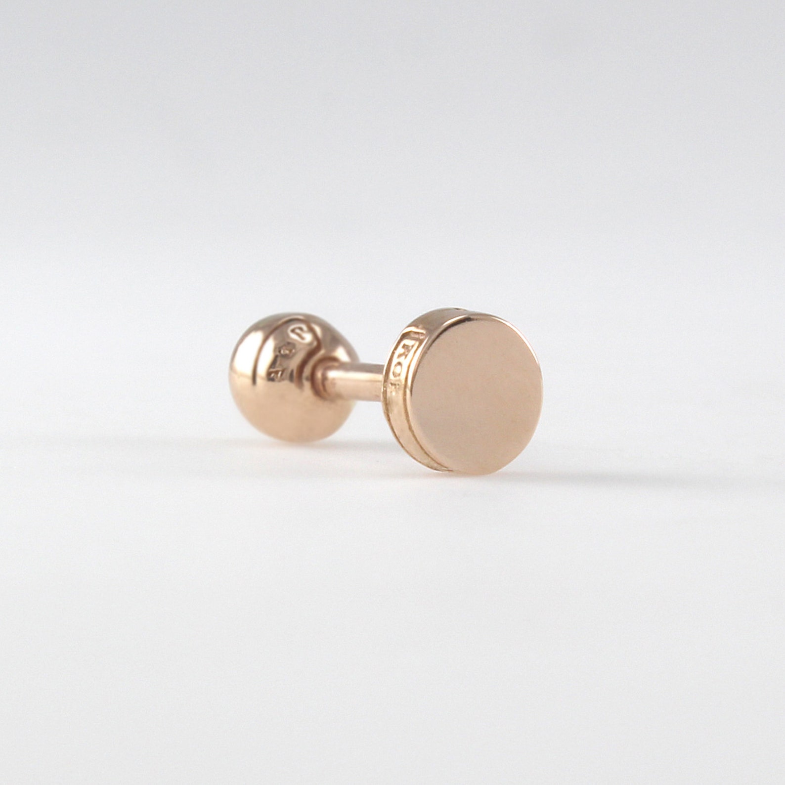 14K Solid Gold Ball Stud 4mm, 14K Barbell Earring, Cartilage, Tragus ...