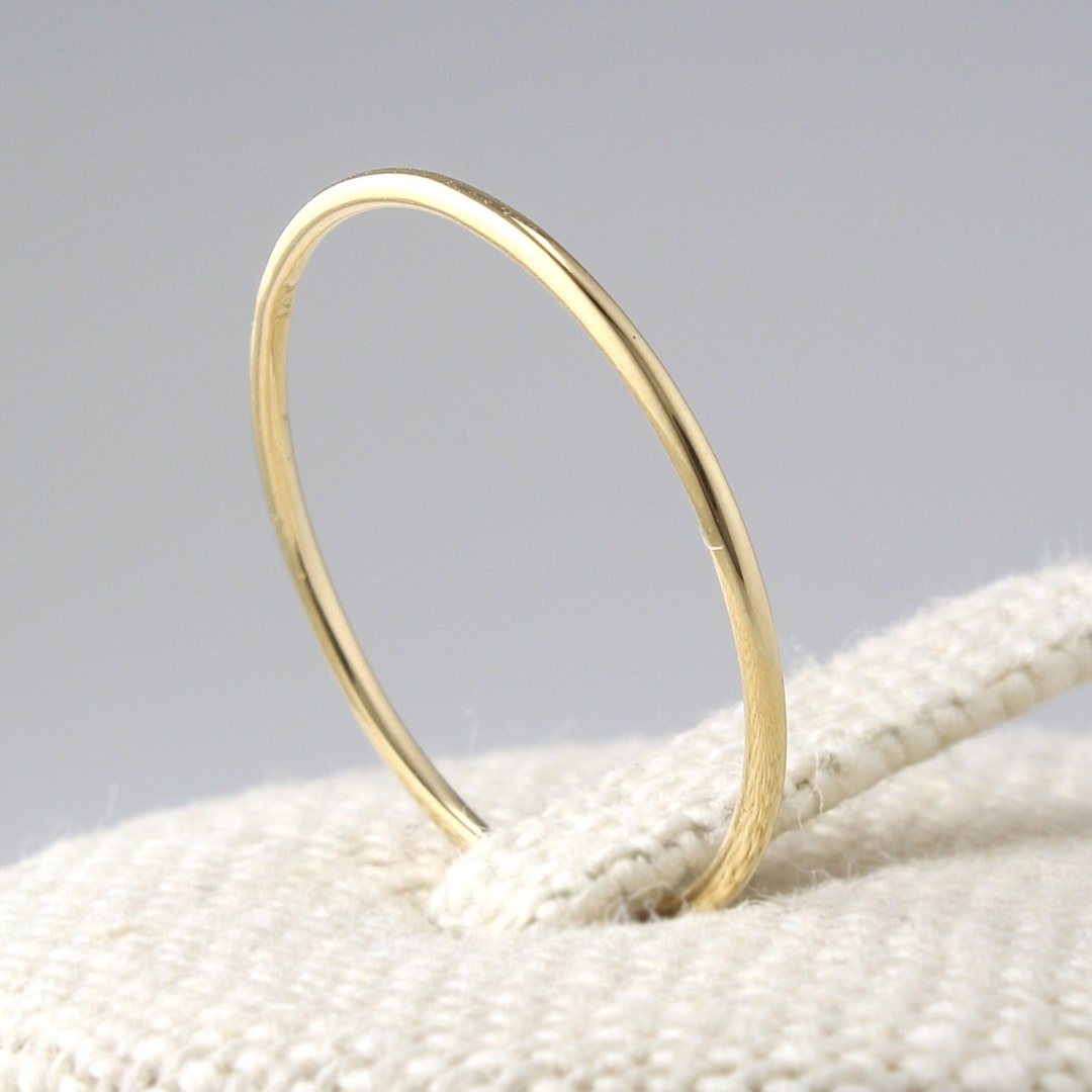 14K Solid Gold Thin Stacking Ring, 14K Solid Gold Thin Band, 14K Gold ...