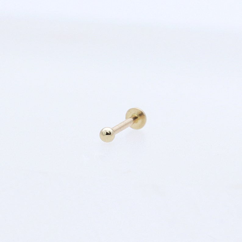 14K Solid Gold 2mm Ball Stud Labret Internal Threaded - Etsy