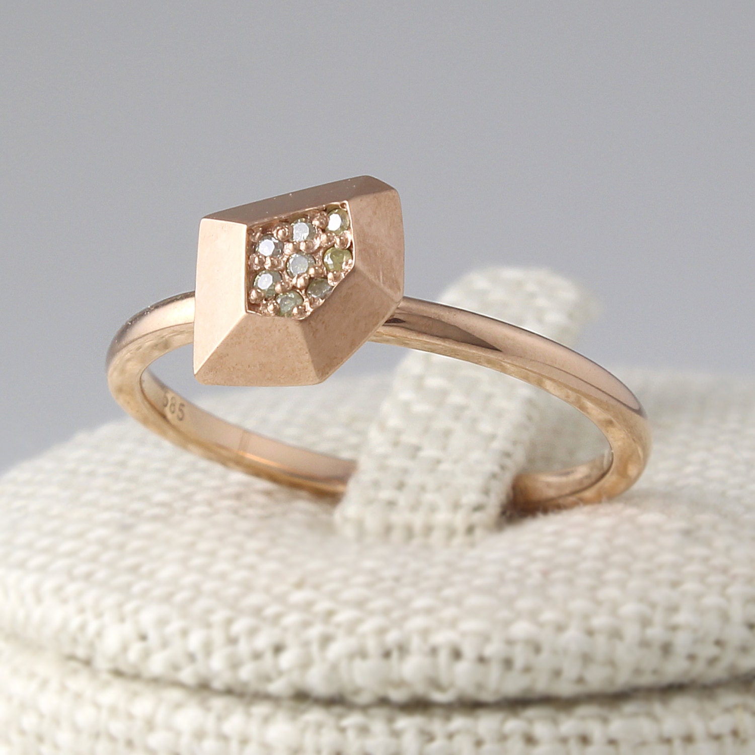 Diamond Geometric Ring 14K Diamond Ring Champagne Diamond | Etsy