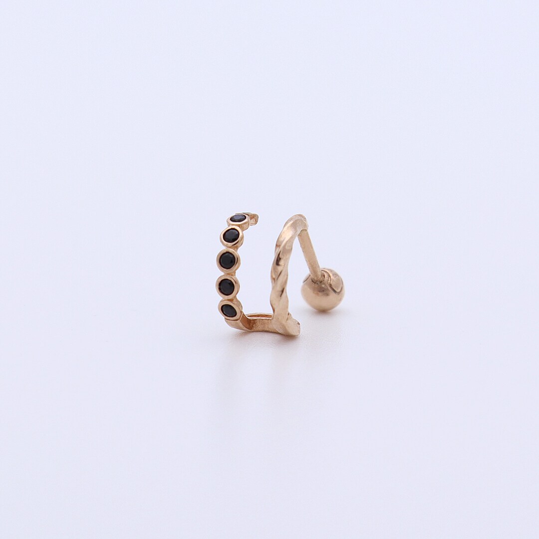 14K Gold Double Wire Ear Cuff Earring, 14K Gold Ear Cuff Earring, Conch ...