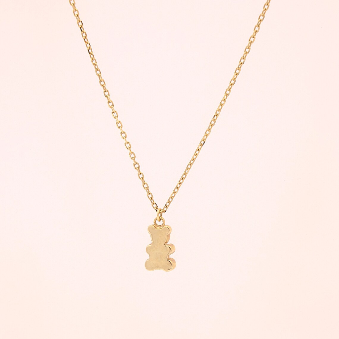 14K Solid Gold Teddy Bear Necklace - Etsy