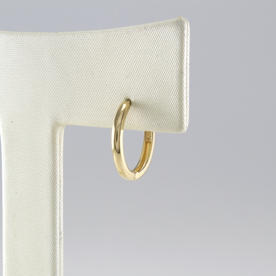 14K 12 Mm Solid Gold Huggie Hinged Hoop Earring, Huggie Hoop, Gold ...