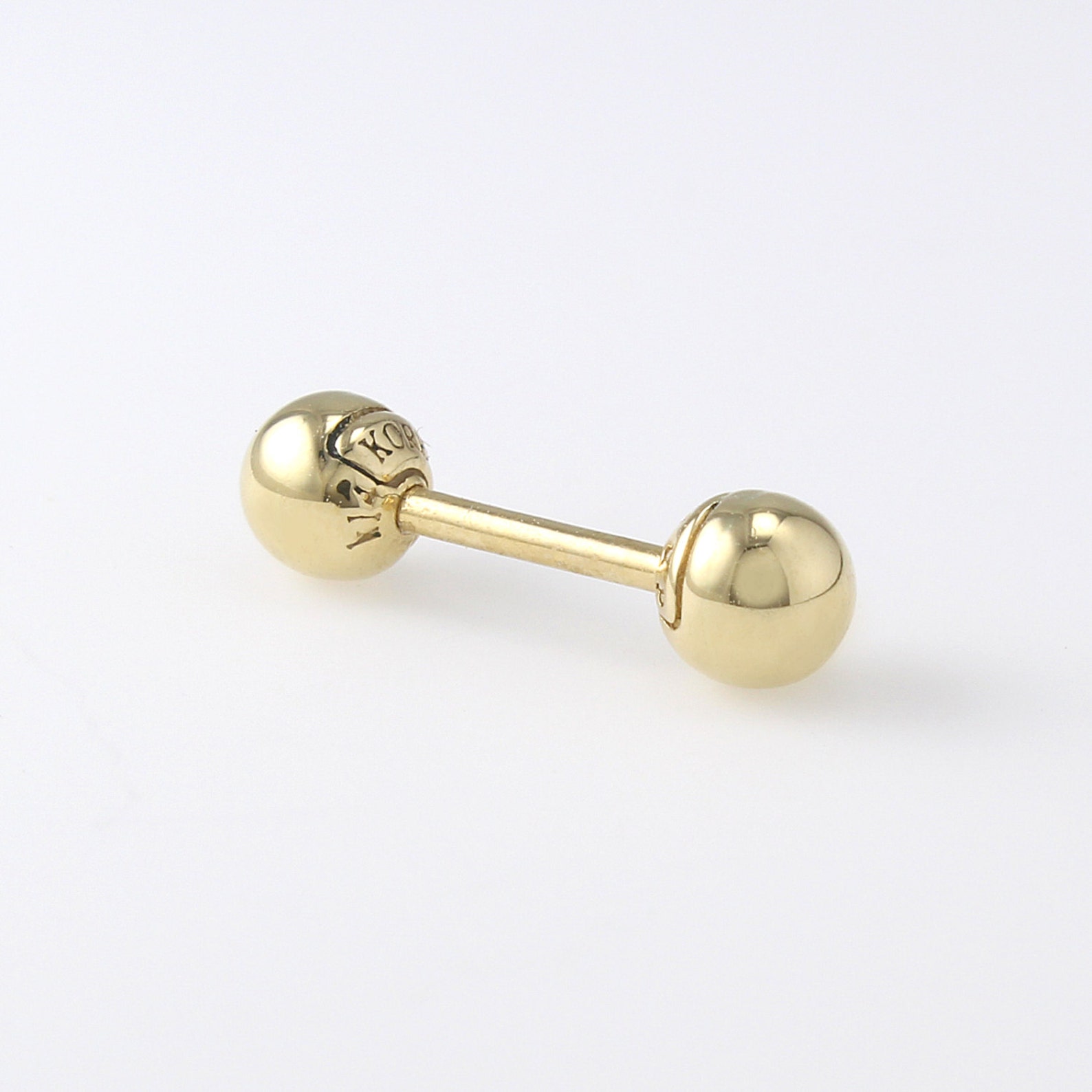 14K Solid Gold Ball Stud 4mm, 14K Barbell Earring, Cartilage, Tragus ...