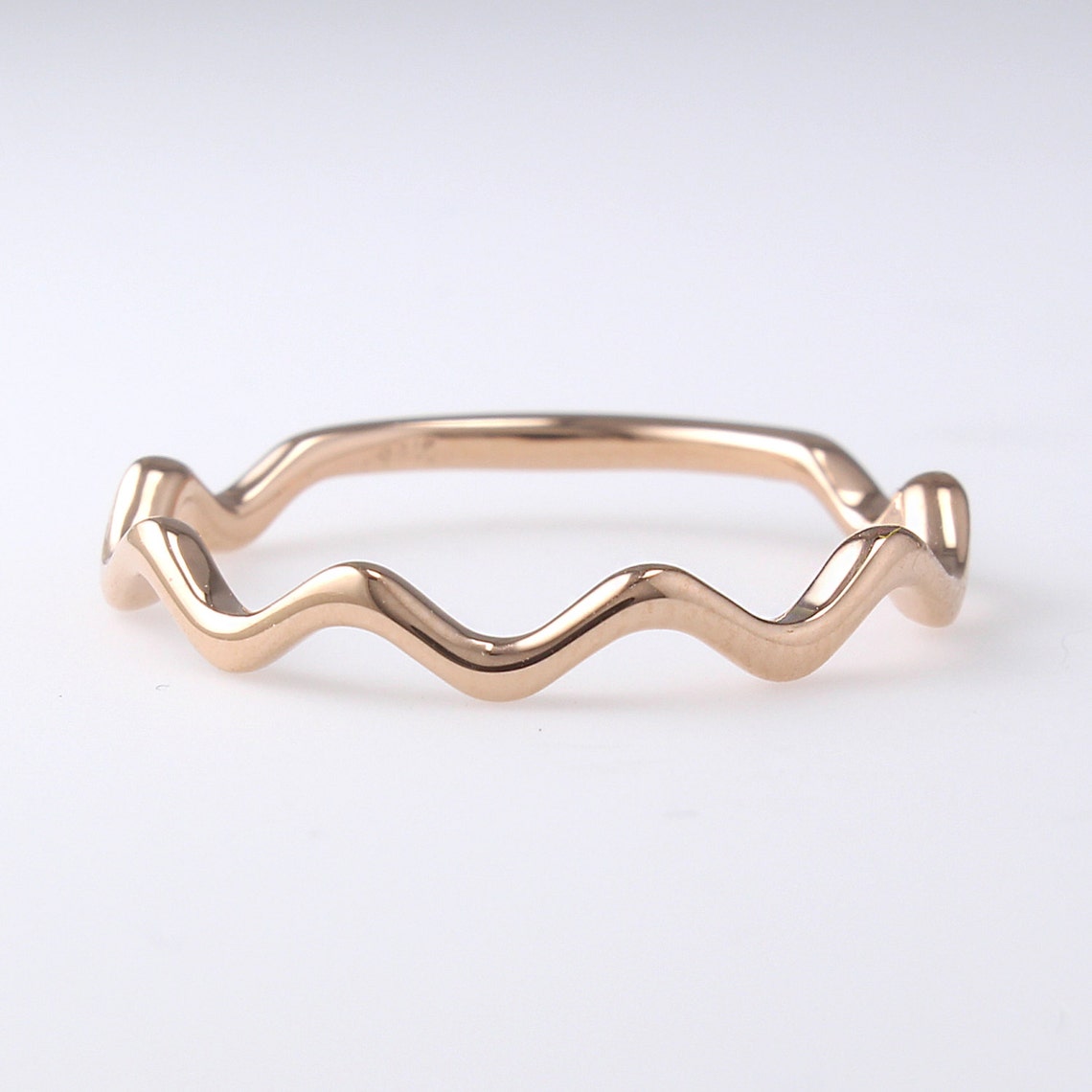 Wave Ring 14K Solid Gold Thin Band 14K Gold Minimalist Ring - Etsy