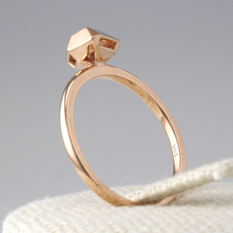 Diamond Geometric Ring 14K Diamond Ring Champagne Diamond - Etsy