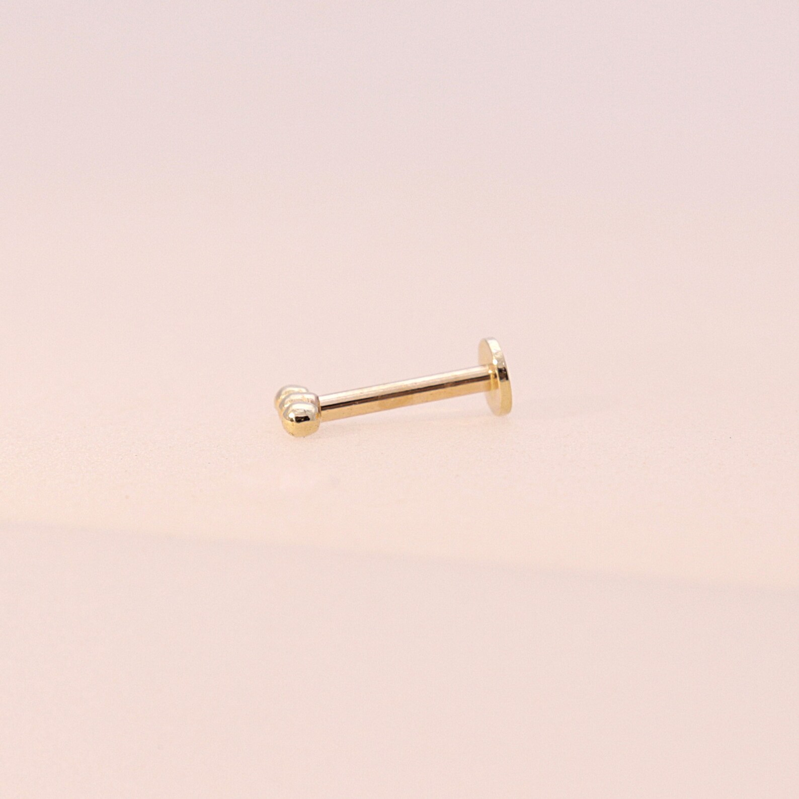 14K Solid Gold Tiny Ball Stud Labret Internal Threaded | Etsy