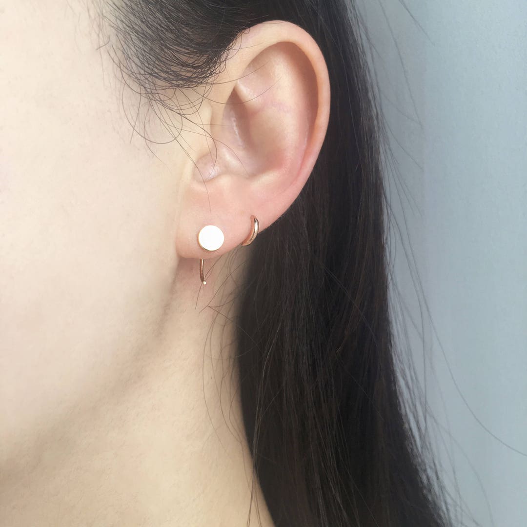 14K Open Circle Ear Hugger Earring Huggie Hoop Gold Huggie - Etsy