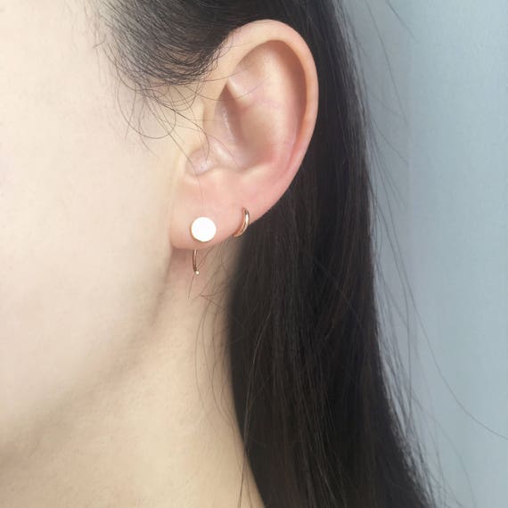 14K Open Circle Ear Hugger Earring Huggie Hoop Gold Huggie | Etsy