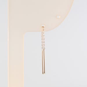 14K Solid Gold Tiny Threader Earrings, 14K Short Threader Earrings, 14K ...