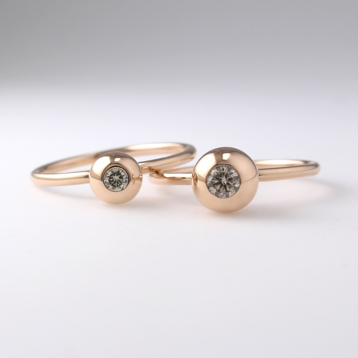 Champagne Diamond Ring Cognac Diamond Ring Rose Gold Ring - Etsy