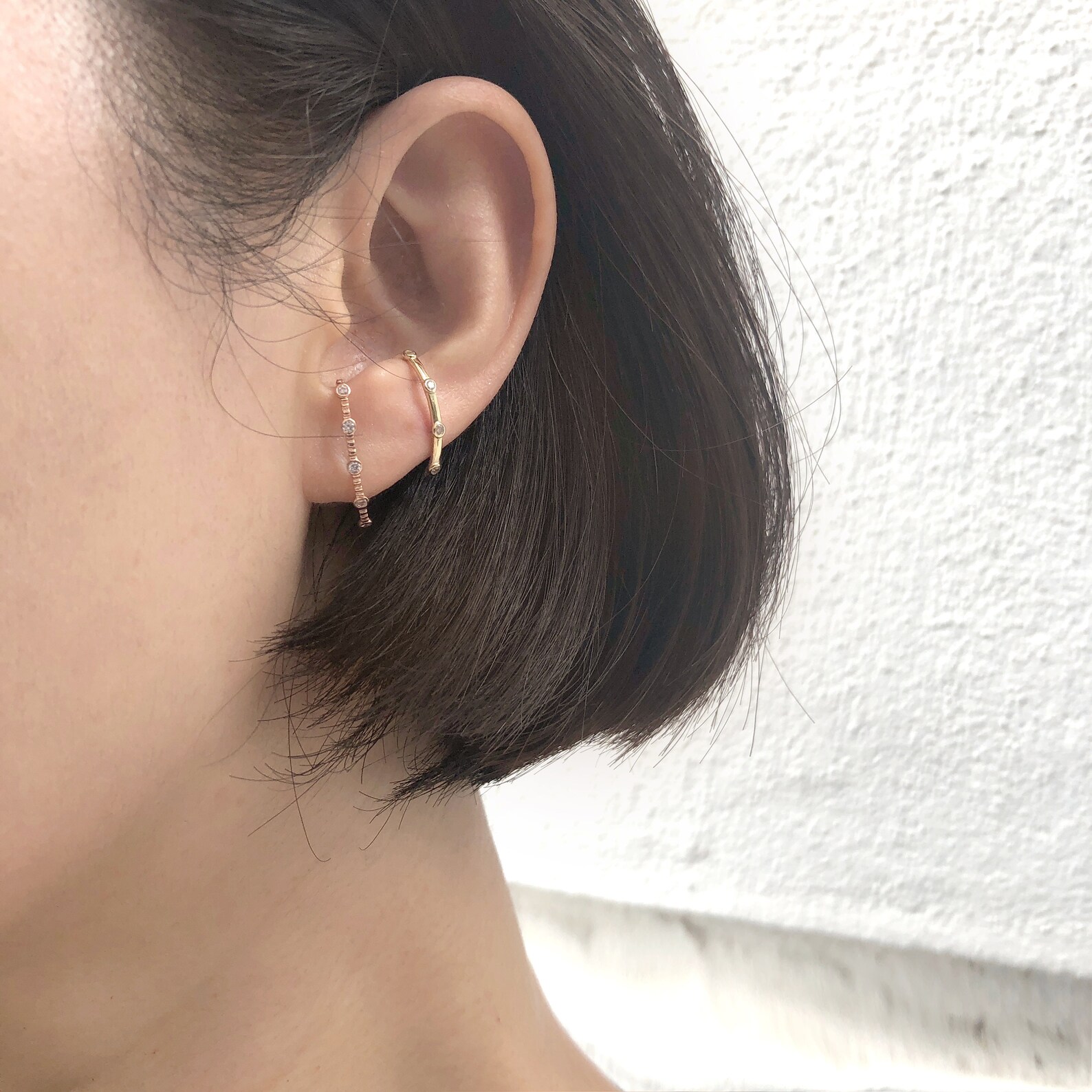 14K Ear Cuff Pierced Earring Suspender Cuff Earring Gold | Etsy