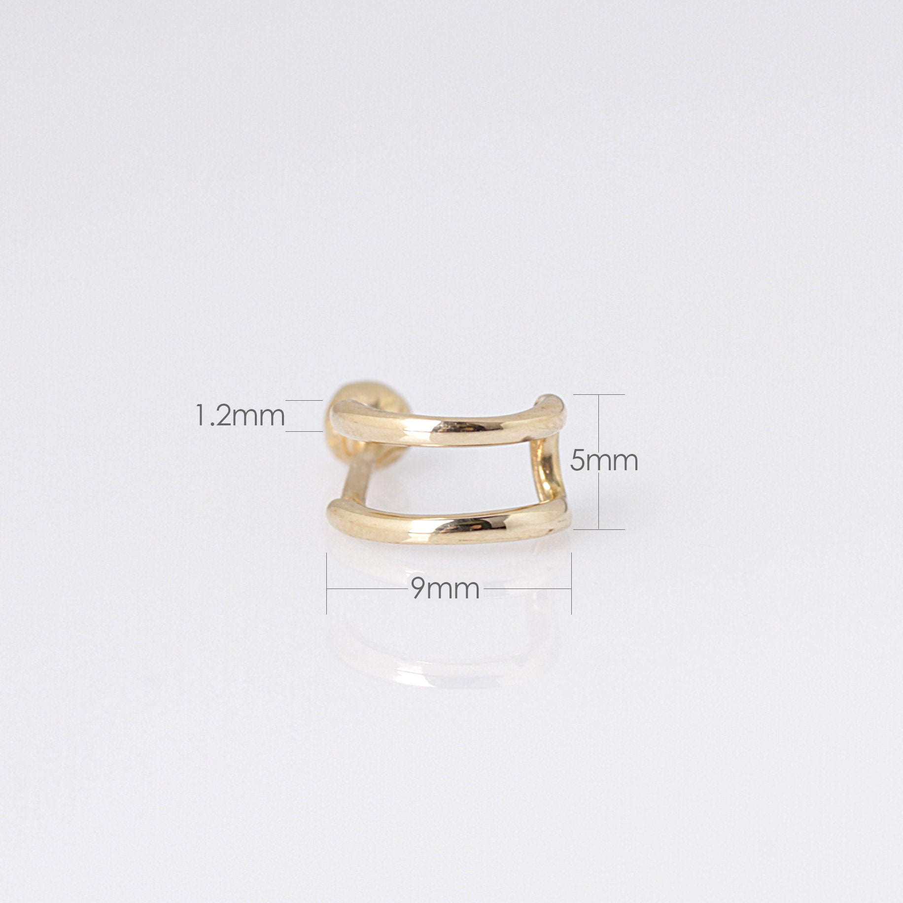 14K Gold Double Wire Ear Cuff Earring 14K Gold Ear Cuff | Etsy