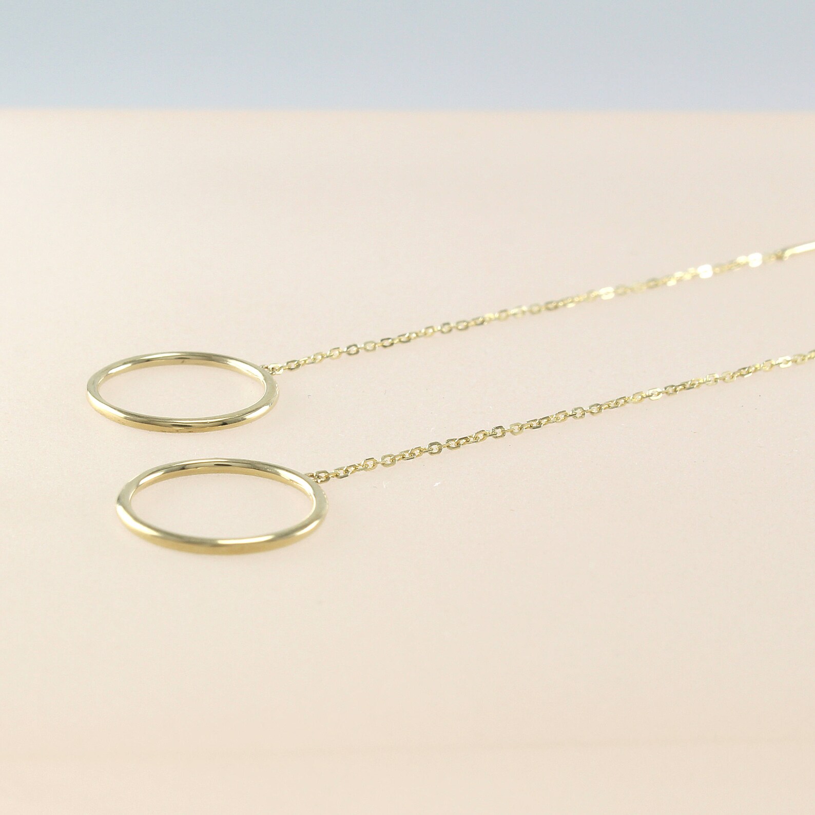 14K Solid Gold Threader Earrings 14K Long Threader Earrings - Etsy