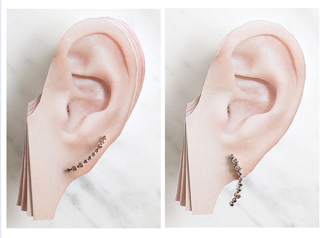 14K Gold Diamond Bar Earrings, Diamond Earrings,diamond Bar Earrings ...