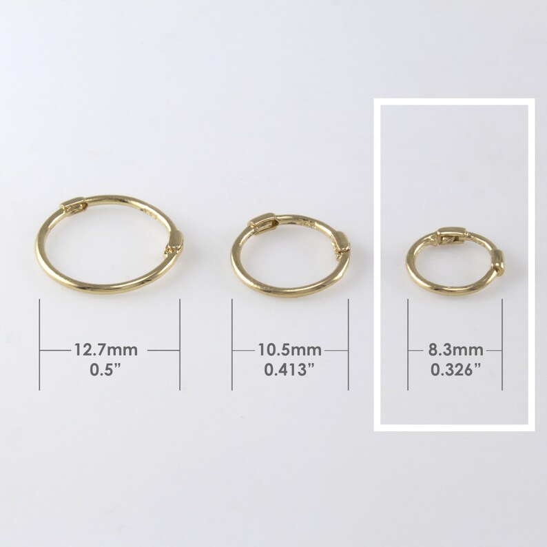 14K 8mm Solid Gold Huggie Hinged Hoop Earring Huggie Hoop - Etsy