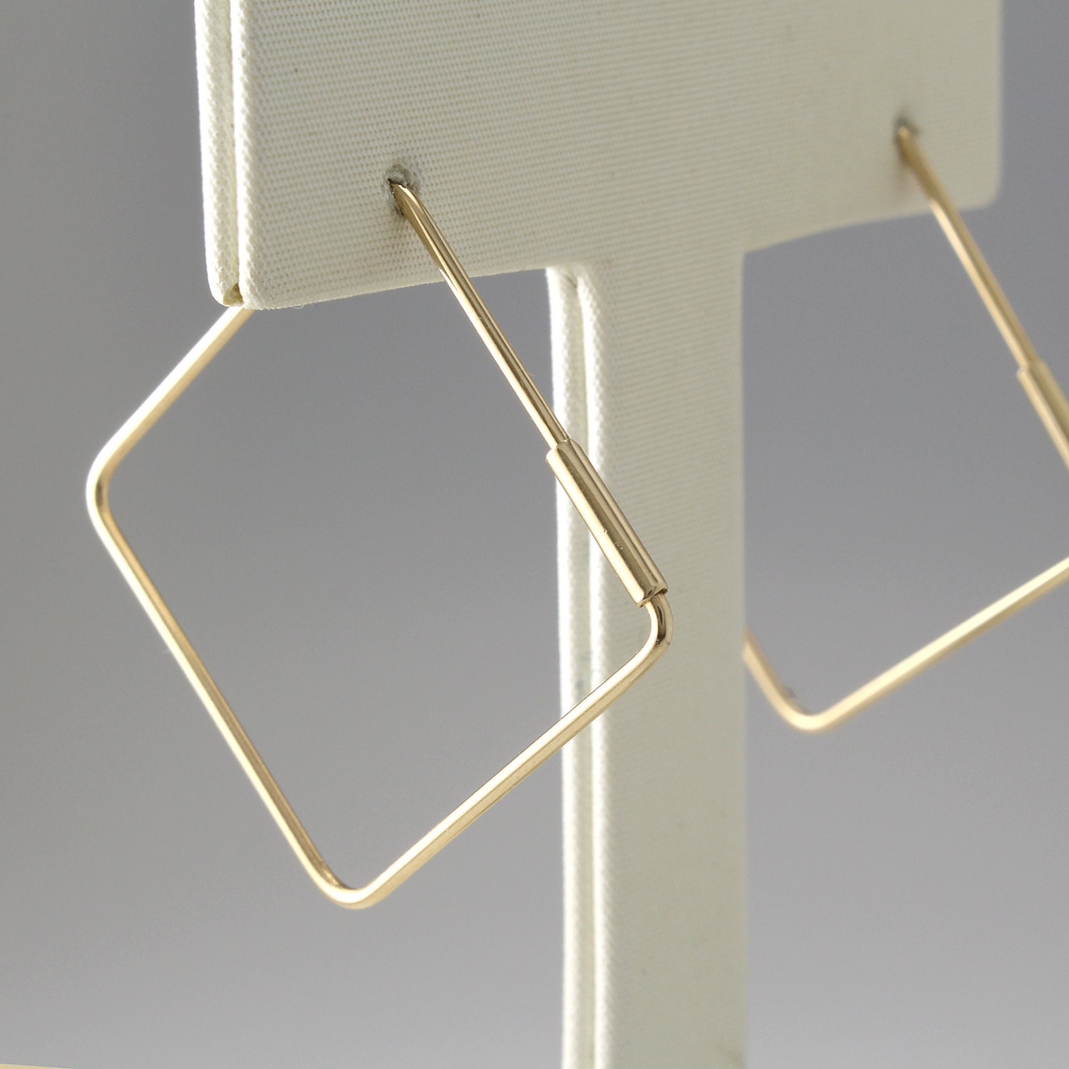 Gold Hoop Earrings 14K, Gold Square Hoop Earrings, 14K Minimalist ...
