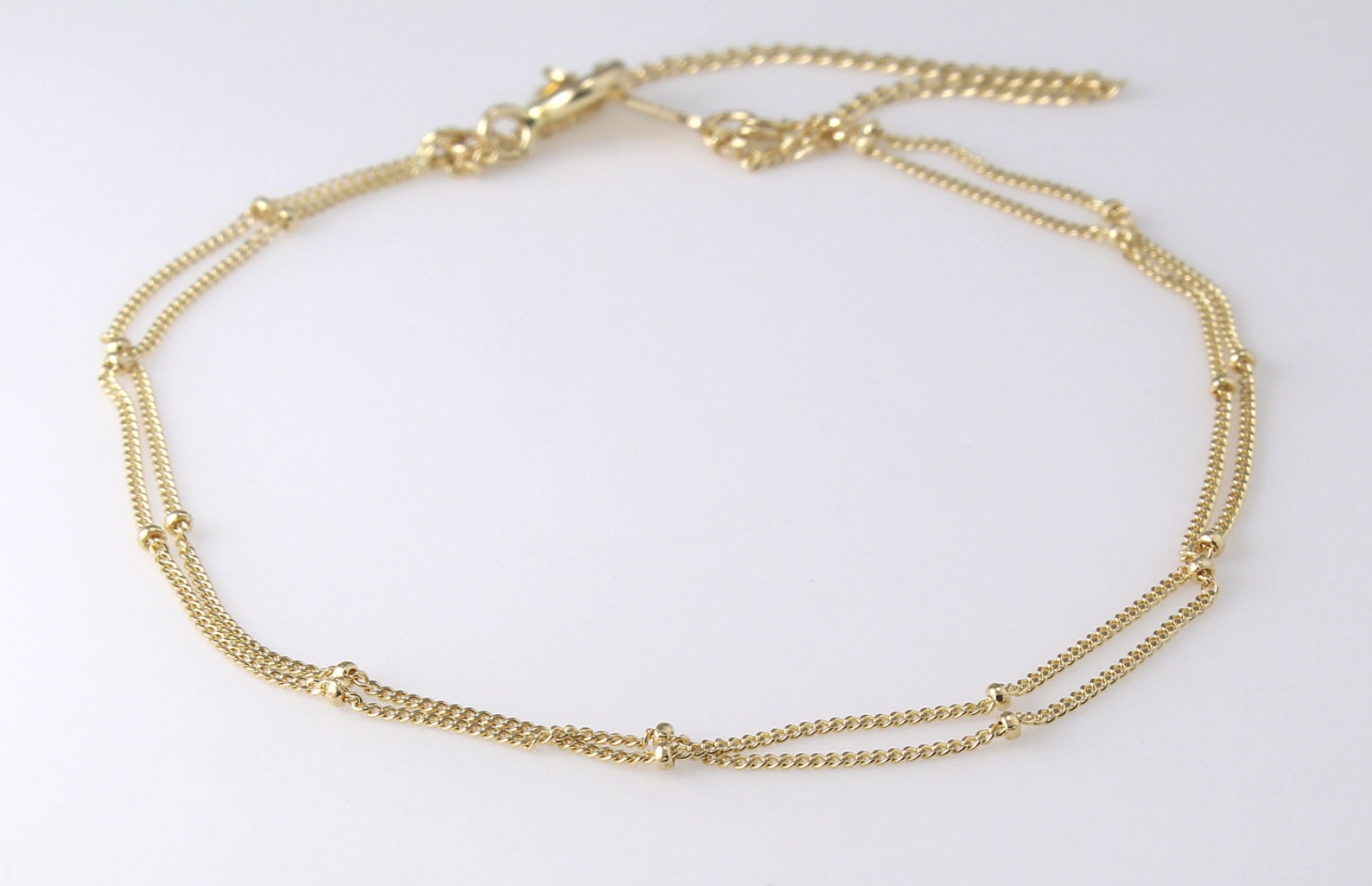 14K Solid Gold Delicate Bracelet Dainty Chain Bracelet Thin - Etsy