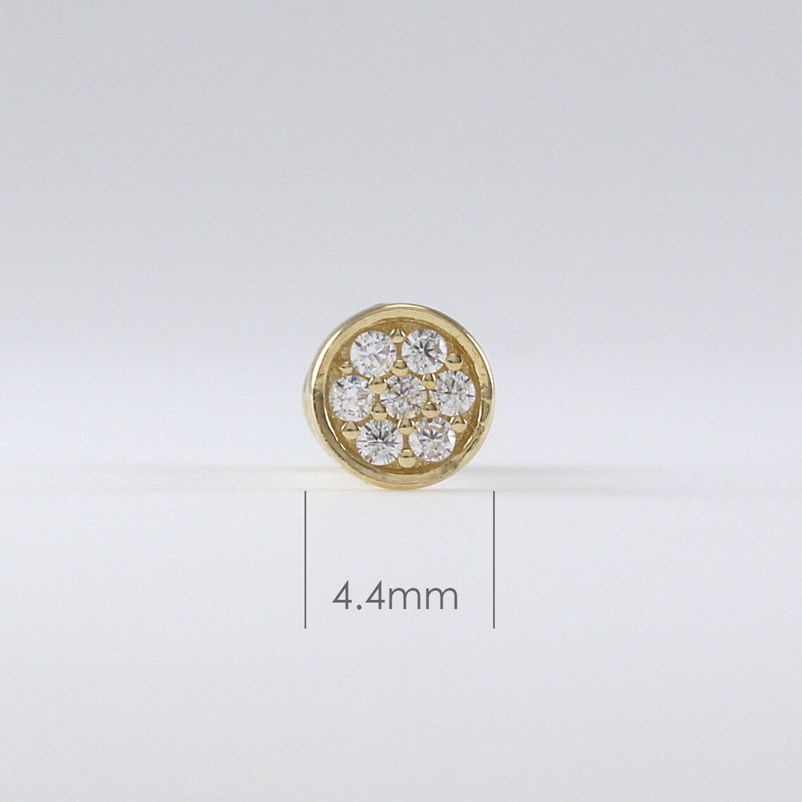 Simple Round Diamond Stud Earring 14K Gold Cartilage Tragus - Etsy