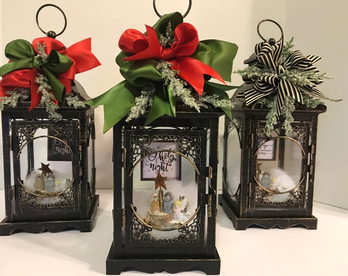 Nativity Lantern, Nativity Inside Decorated Christmas Lantern - Etsy