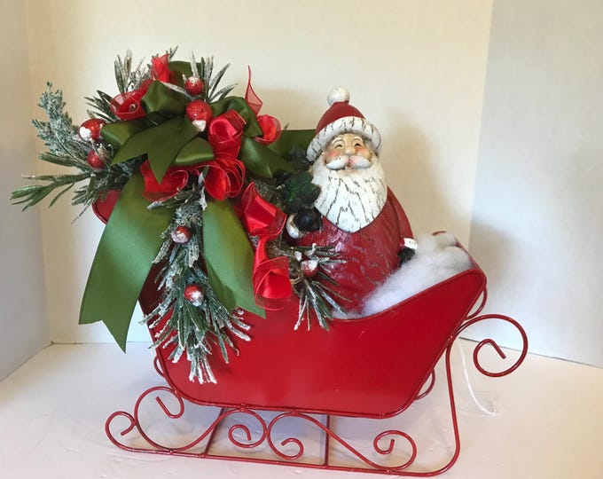 Christmas Sleigh Centerpiece With Santa - Etsy