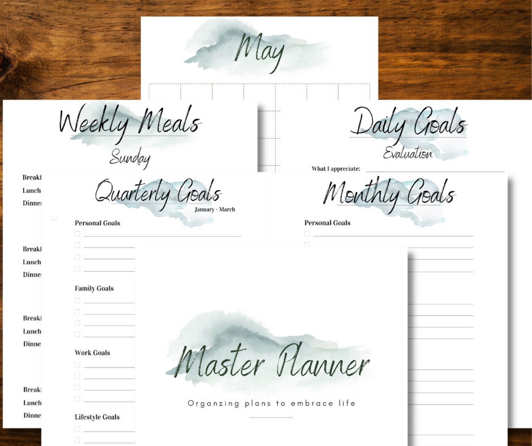 Watercolor Daily Planner, 2024 Yearly Planner, Printable Planner Page ...