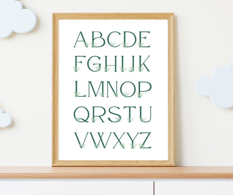 Greenery Alphabet Printable, PRINTABLE Wall Art, Alphabet Wall Art ...