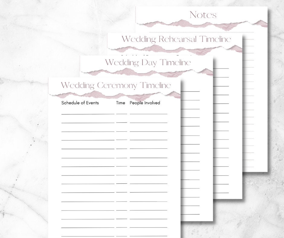Wedding Weekend Timeline Template, Ceremony Rehearsal (PDF) - Etsy