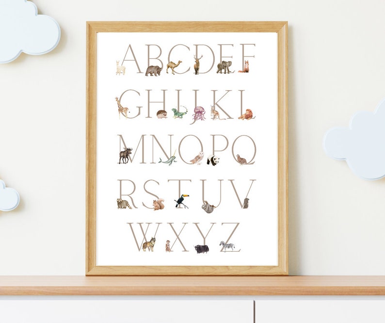 Animal Alphabet Printable, PRINTABLE Wall Art, Alphabet Wall Art, Kids ...