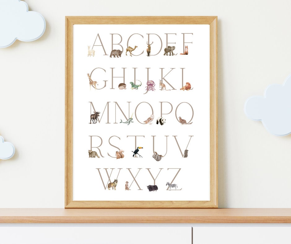 Animal Alphabet Printable, PRINTABLE Wall Art, Alphabet Wall Art, Kids ...